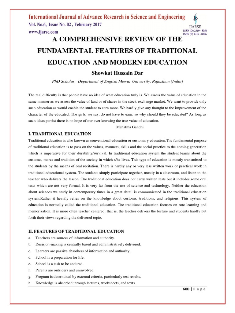 Comprihensive Review of The Fundemantal Features of Traditional ...