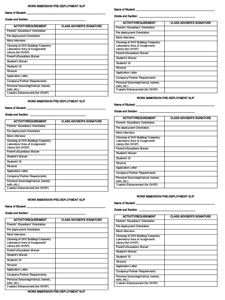 Pre Deployment Slip | PDF