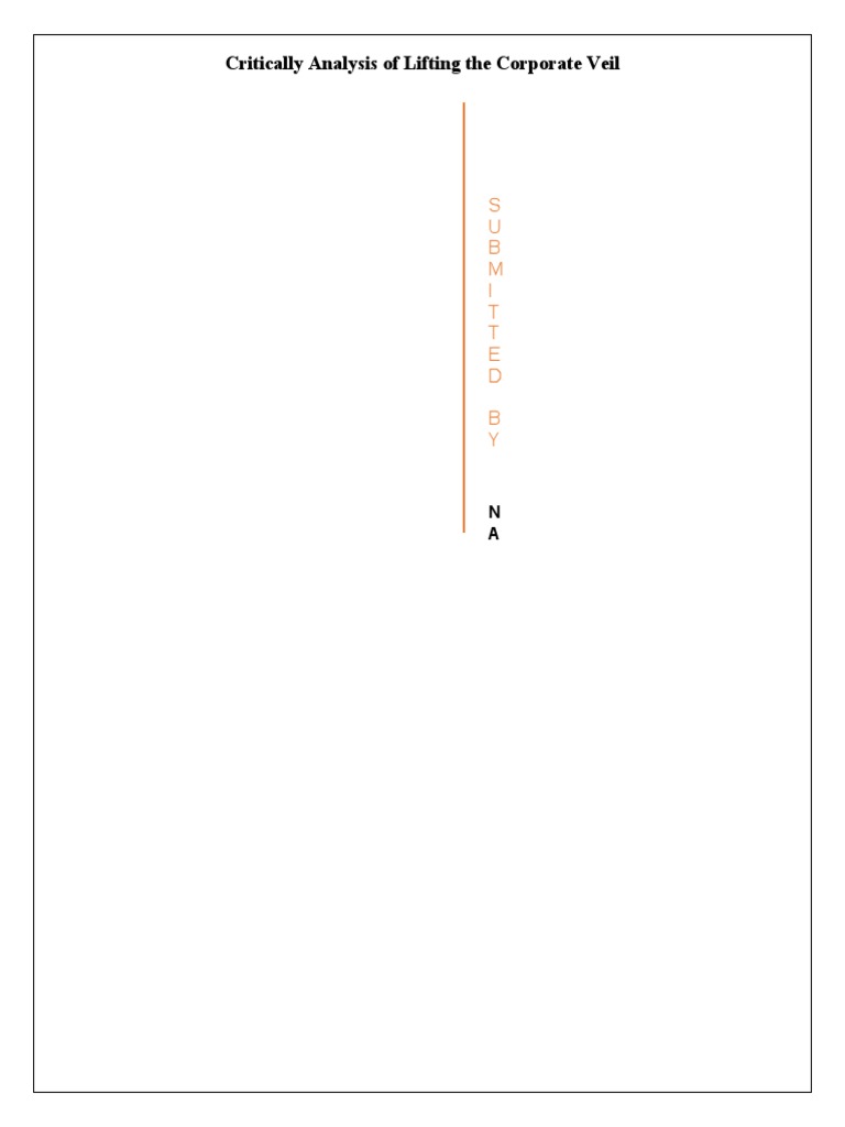 Lifting of Corporate Veil | PDF | Piercing The Corporate Veil | Corporations