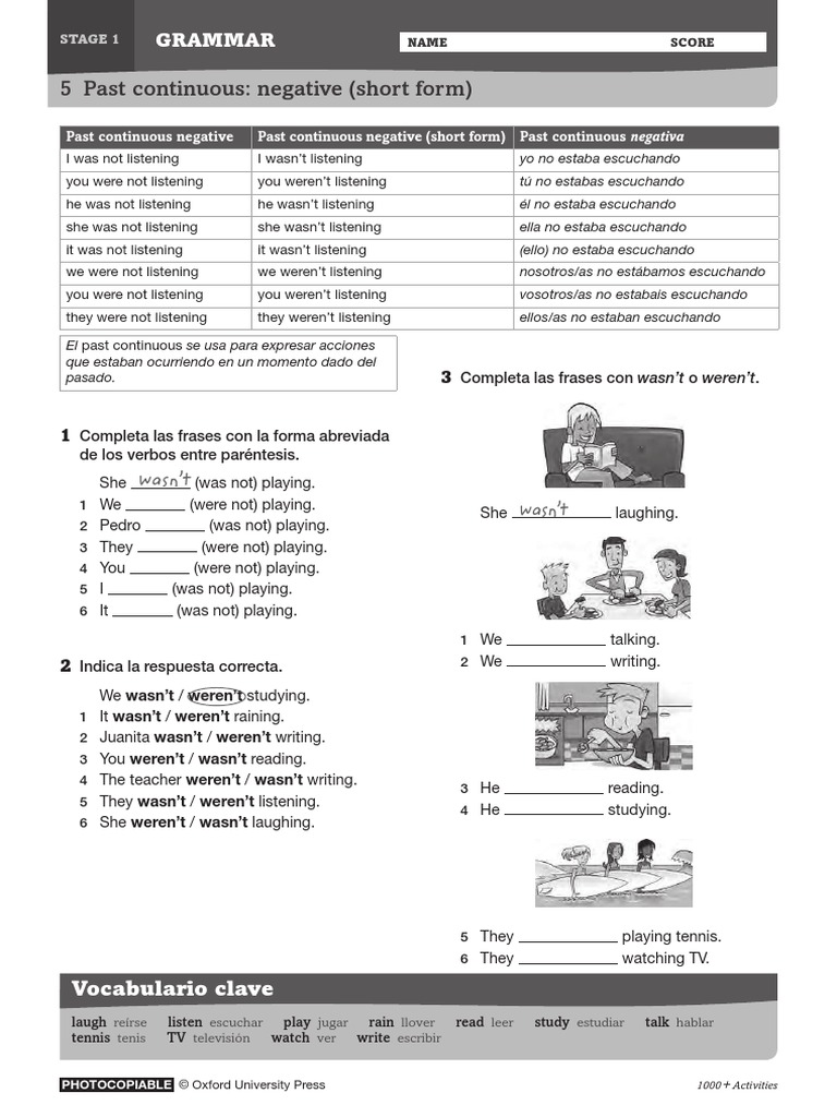 102 5 Past Continuous - Negative (Short Form) | PDF | Language Arts & Discipline | Foreign ...