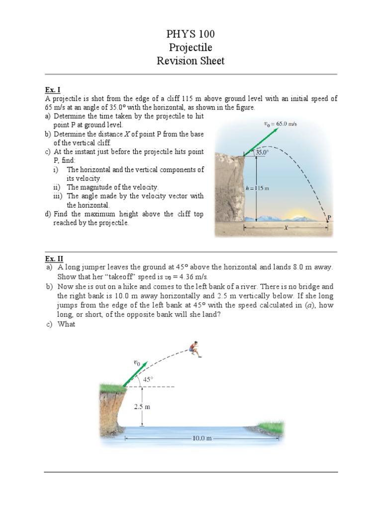 Projectile - Revision Sheet | Download Free PDF | Projectiles | Speed