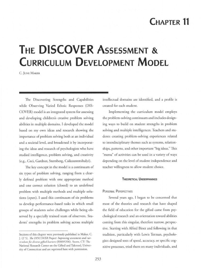 Ch. - 11&12 - The DISCOVER Assessment & Curriculum Development Model ...