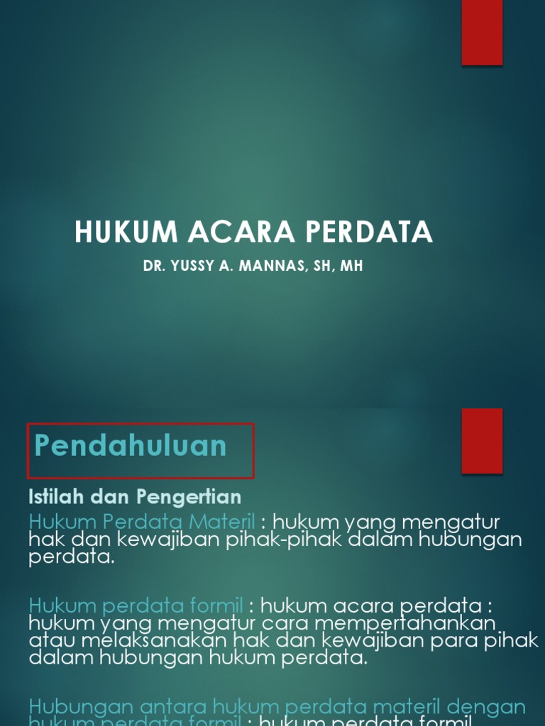 Hukum Acara Perdata: Dr. Yussy A. Mannas, SH, MH | PDF