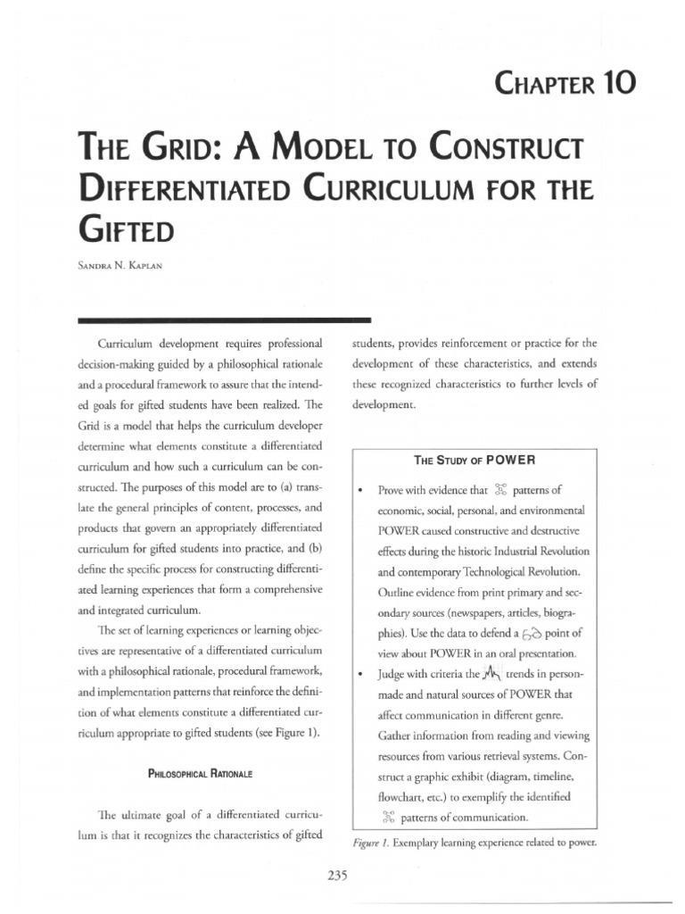 Ch.10 - The Grid - A Model To Construct Differentiated Curriculum For ...