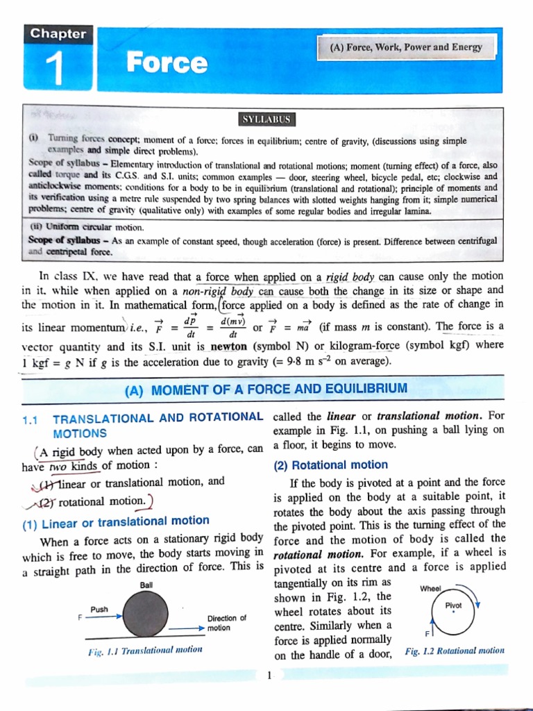 Physics Class X Selina - Force | PDF | Torque | Rotation Around A Fixed Axis