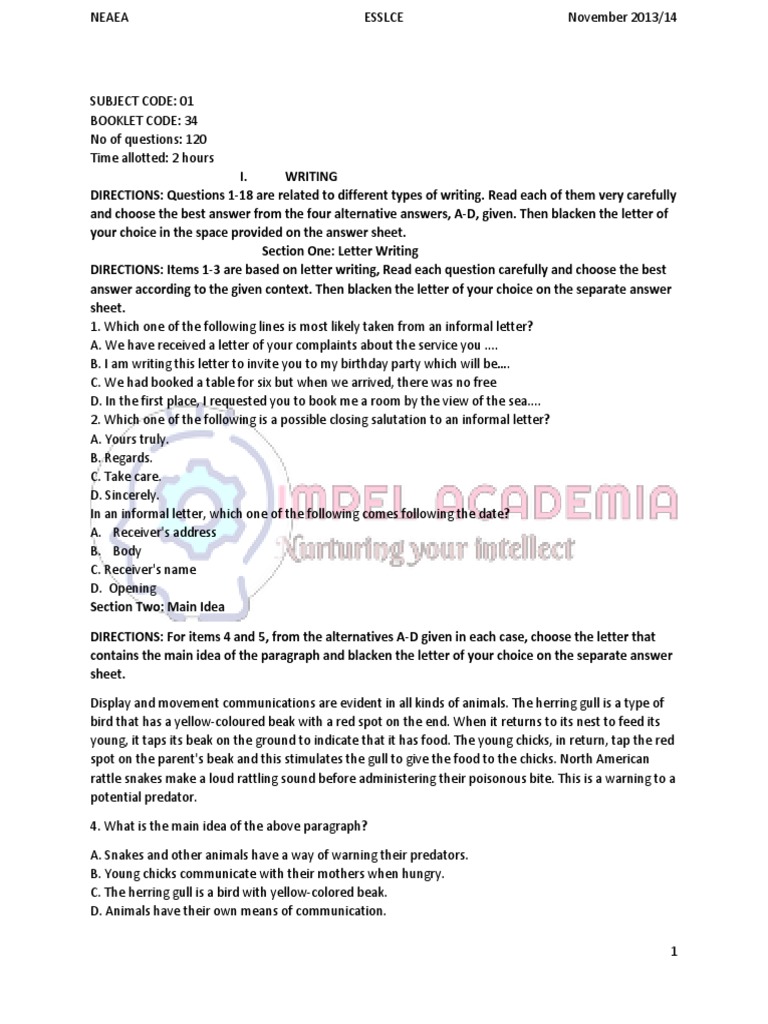 NEAEA ESSLCE English Exam 2013/14 | PDF | Climate Change | Food Security