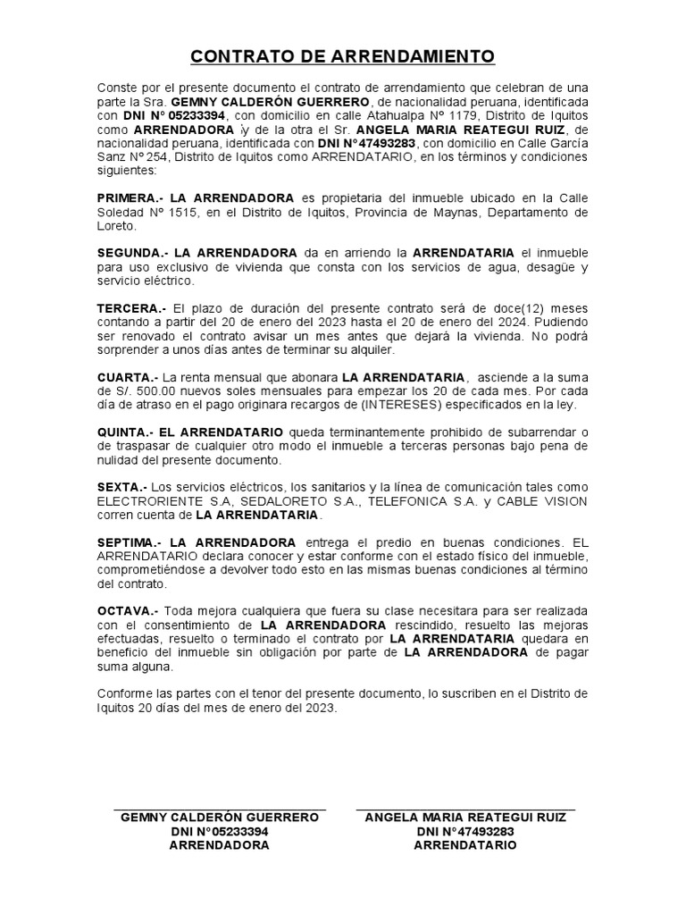 Contrato Simple Alquiler | Descargar gratis PDF | Derecho privado