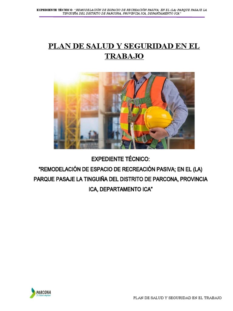 05 PLAN DE SEGURIDAD Y SALUD EN EL TRABAJO - Parque | PDF | Seguridad y salud ocupacional ...