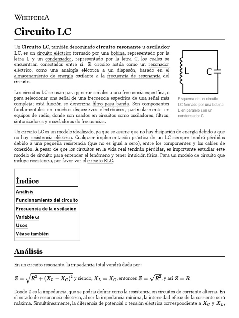 Circuito LC | PDF | Inductor | Ingenieria Eléctrica