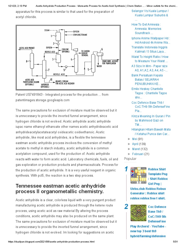 Acetic Anhydride Production Overview | PDF | Acetic Acid | Chemical ...
