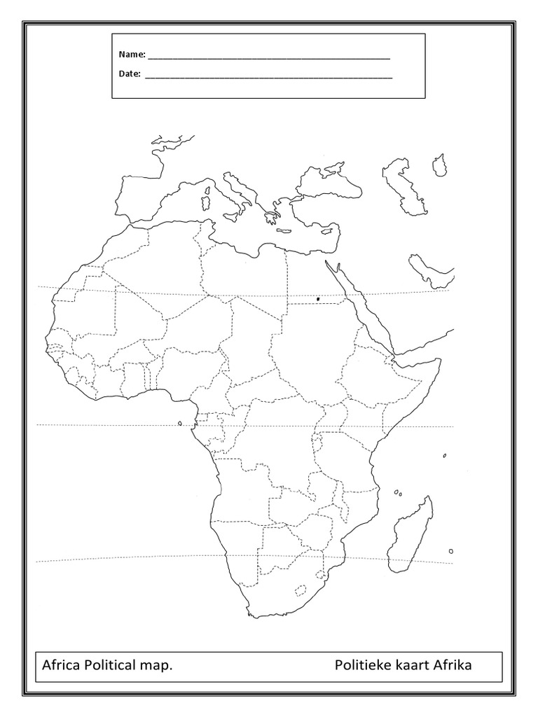 Map of africa worksheet