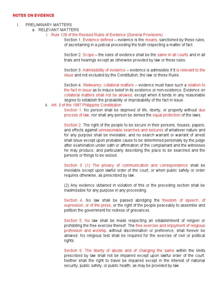 Notes On Evidence | PDF | Informed Consent | Public Law