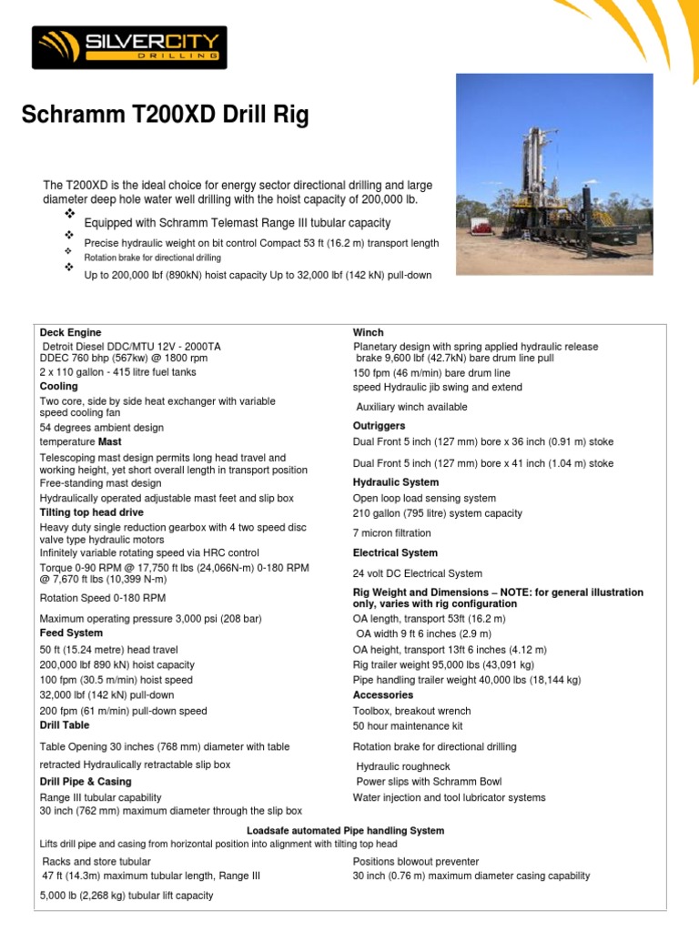 Schramm T200XD Drill Rig Overview | PDF | Drill | Manufactured Goods