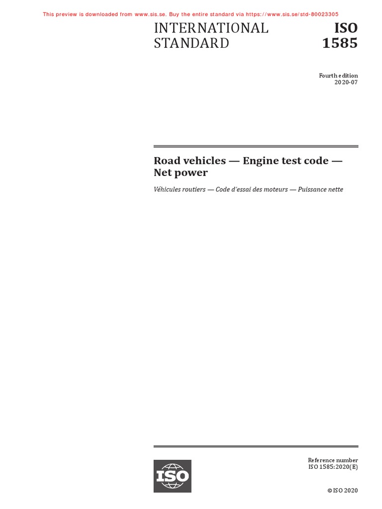 Iso 1585 2020 en PDF | PDF | Engines | Internal Combustion Engine
