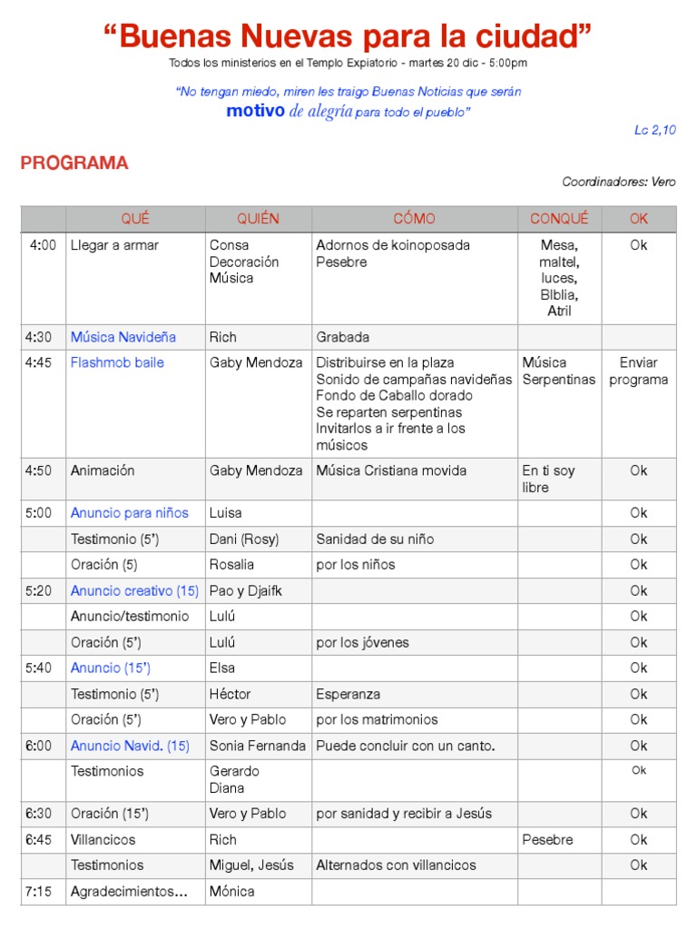 Programa Buenas Nuevas | PDF