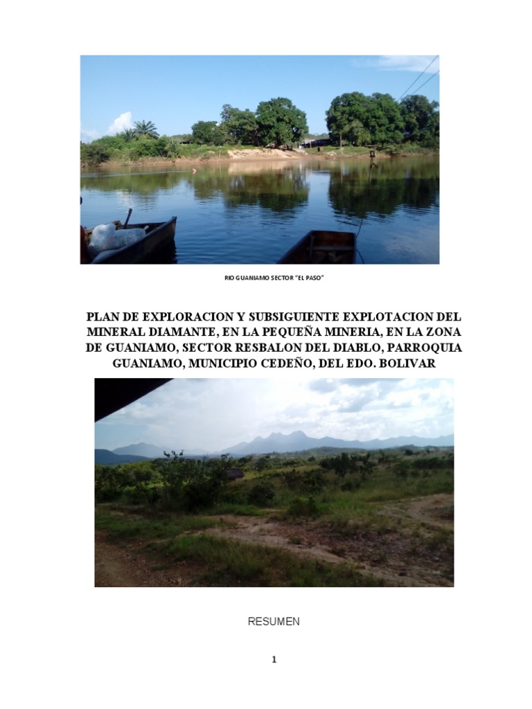 Plan de Exploracion y Subsiguiente Explotacion Del Mineral Diamante ...