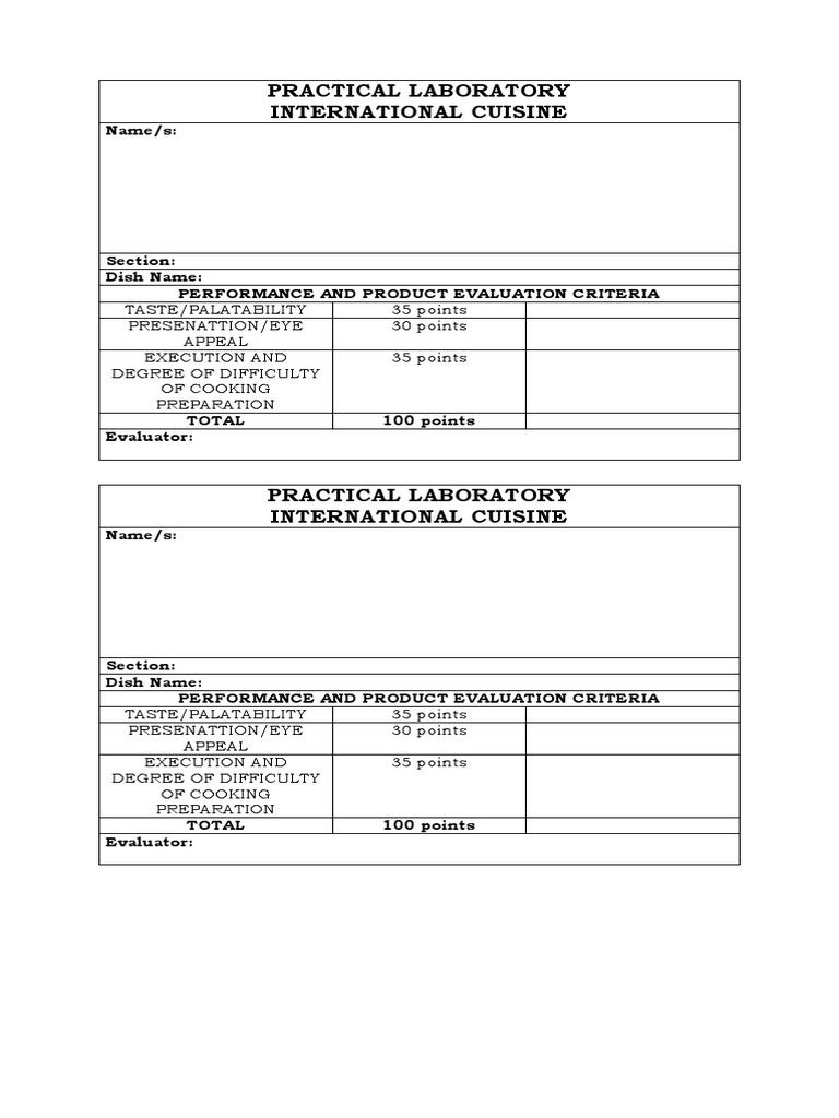 International Lab. Rubrics | PDF