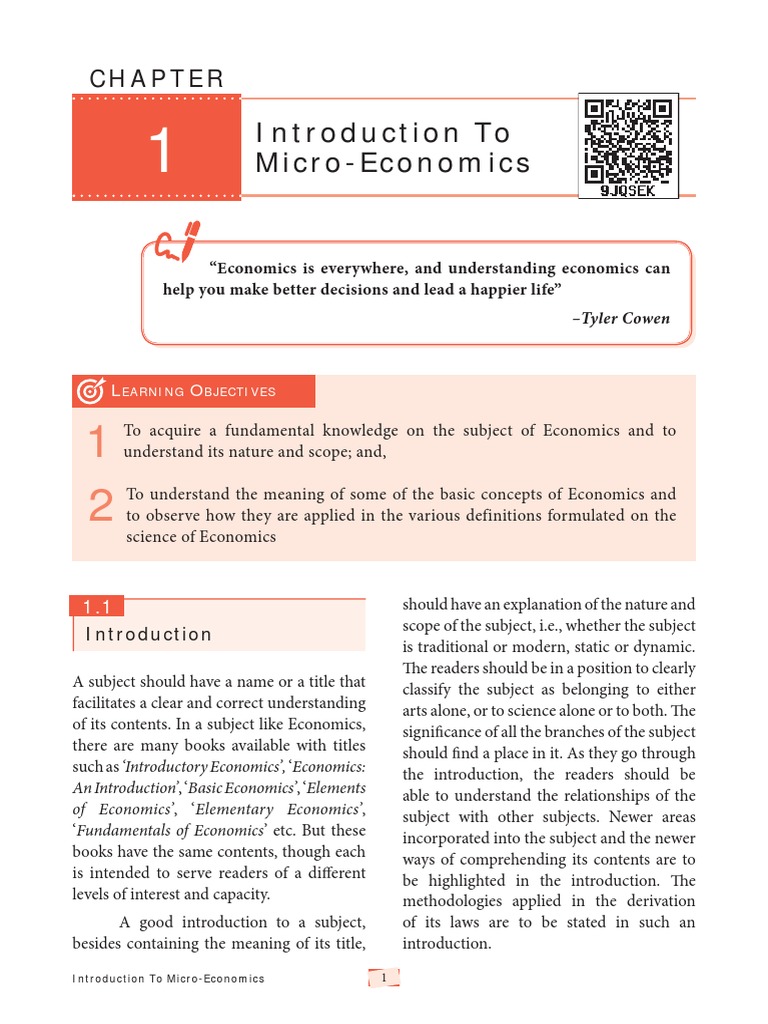 01 Introduction To Micro-Economics | PDF | Economics | Utility