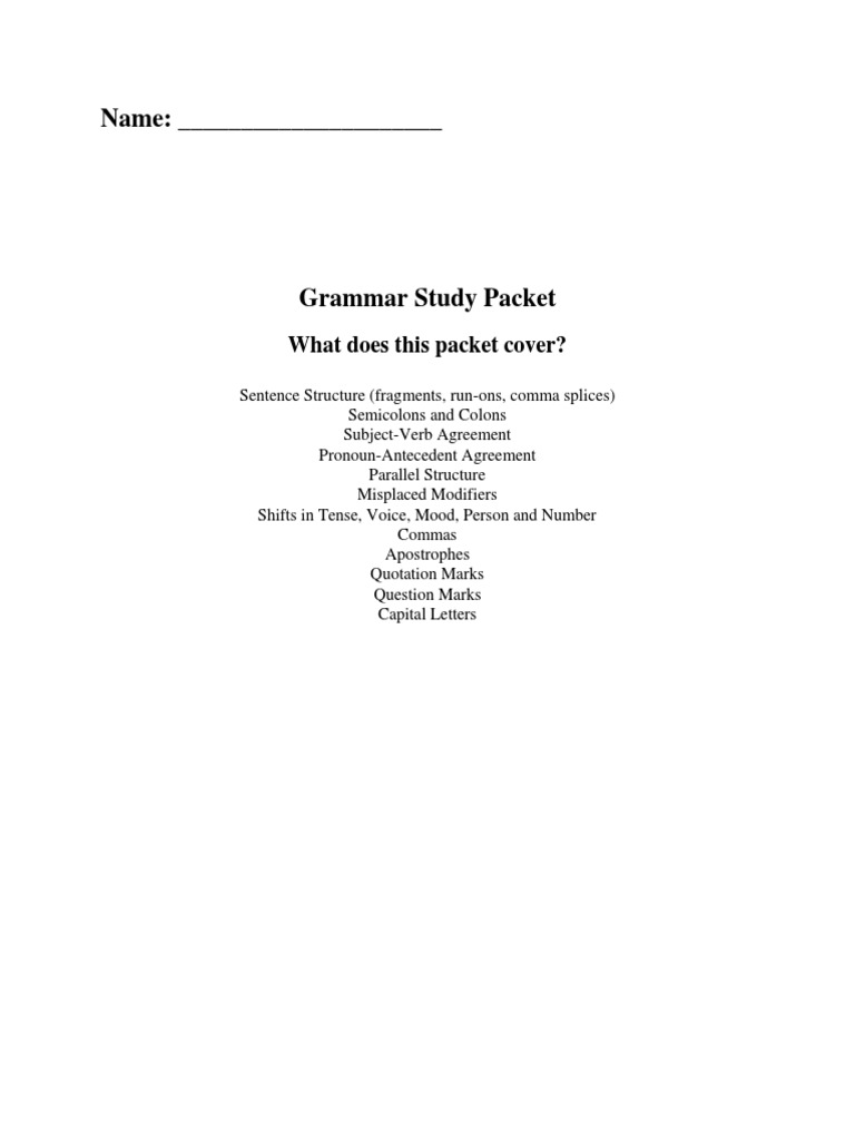 Grammar Packet 2020 | PDF | Grammatical Gender | Grammatical Number