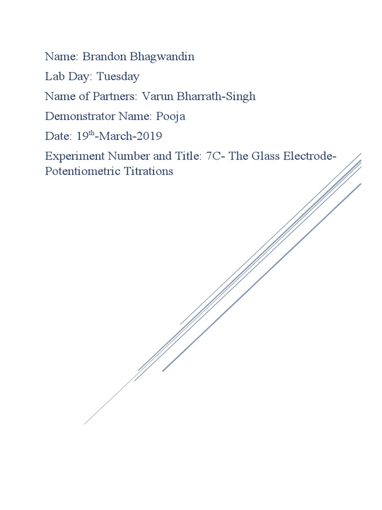 Chem 2673 Lab 7C | PDF | Titration | Chemistry