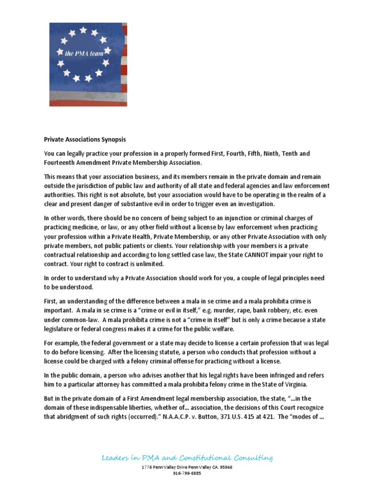Private Membership Associations Explained | PDF | Fourteenth Amendment ...