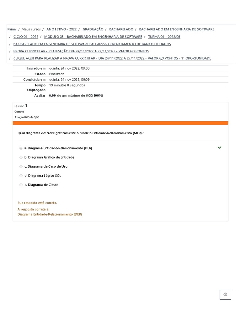 Prova de Banco de Dados EAD | PDF | Bancos de dados | SQL