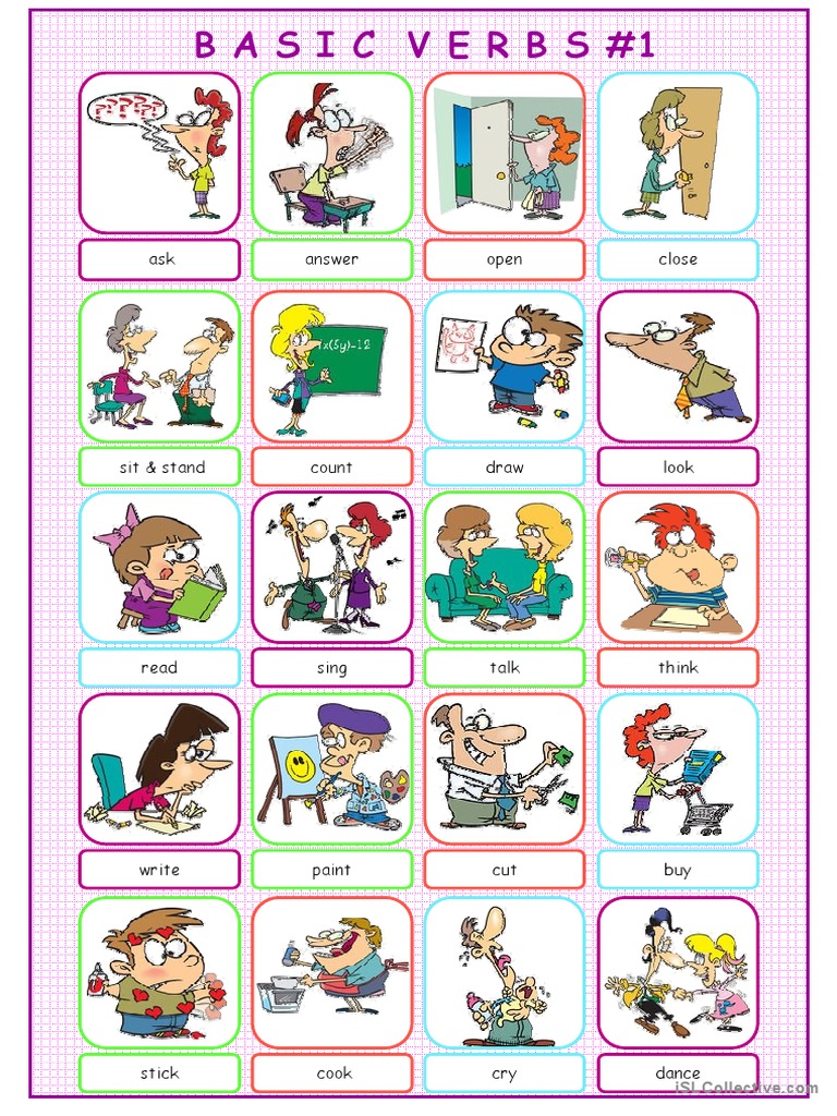 Basic Verbs Picture Dictionary#1 | PDF