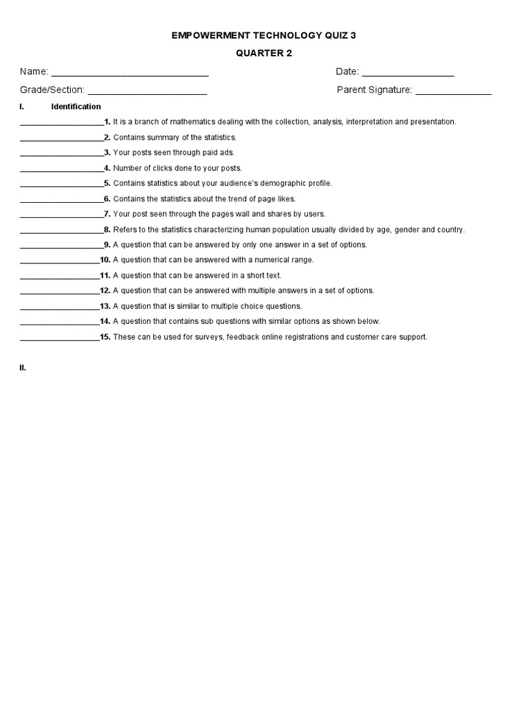 EMTECH Quiz 3 - Quarter 2 | PDF | Business