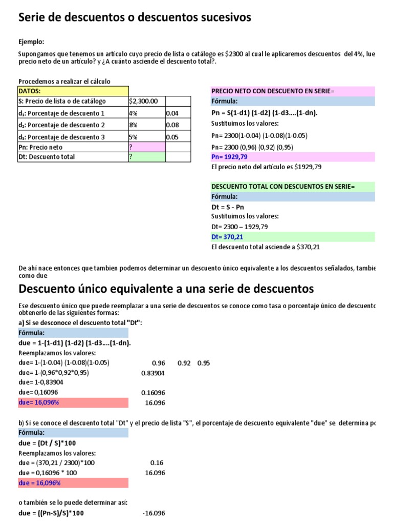 Ejercicio Serie de Descuento Grupo 6 | PDF