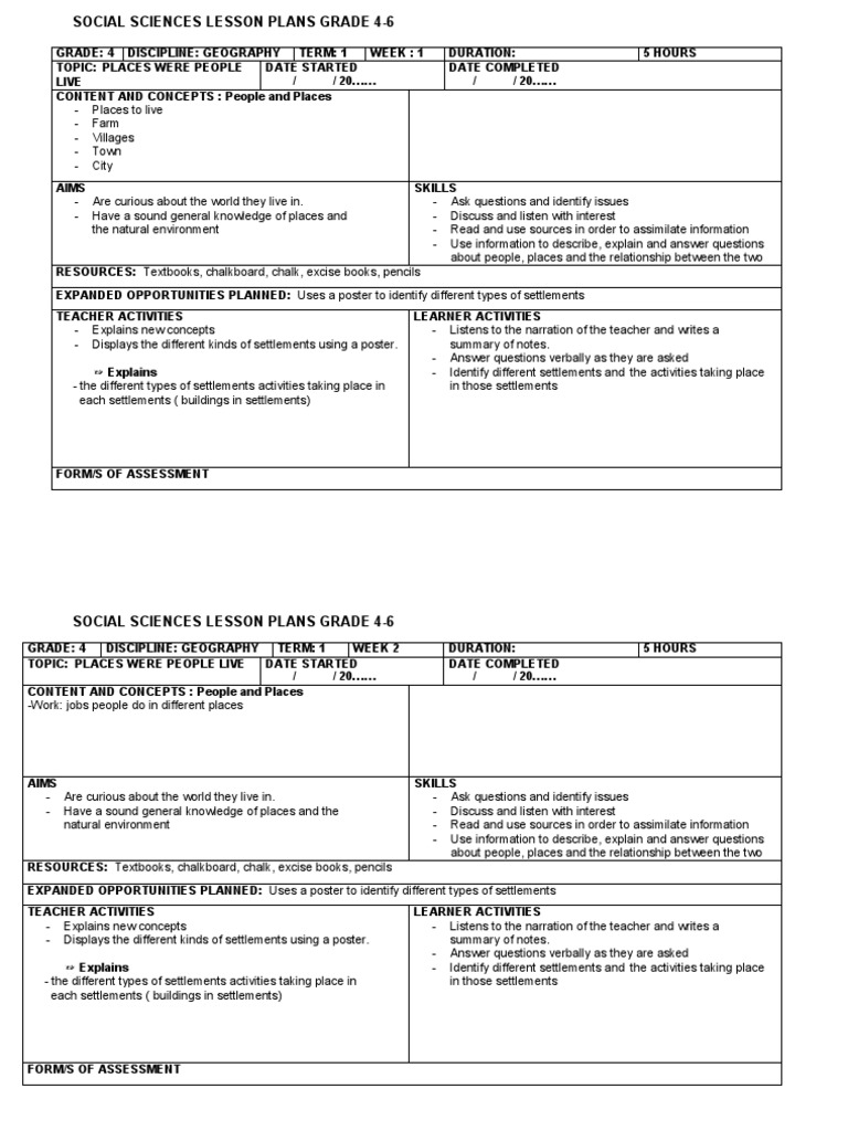 Social Science Lesson Plans | PDF | Lesson Plan | Learning