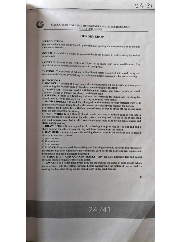 Foundry Shop Practical | PDF