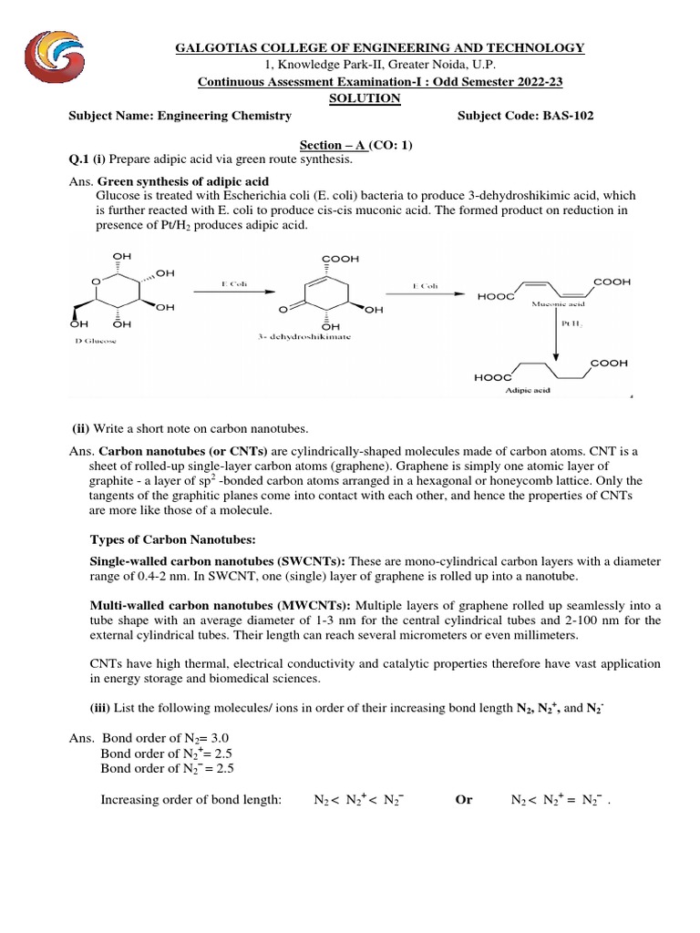 Solution CAE-I Odd Sem 2022-23 | PDF | Liquid Crystal | Fullerene