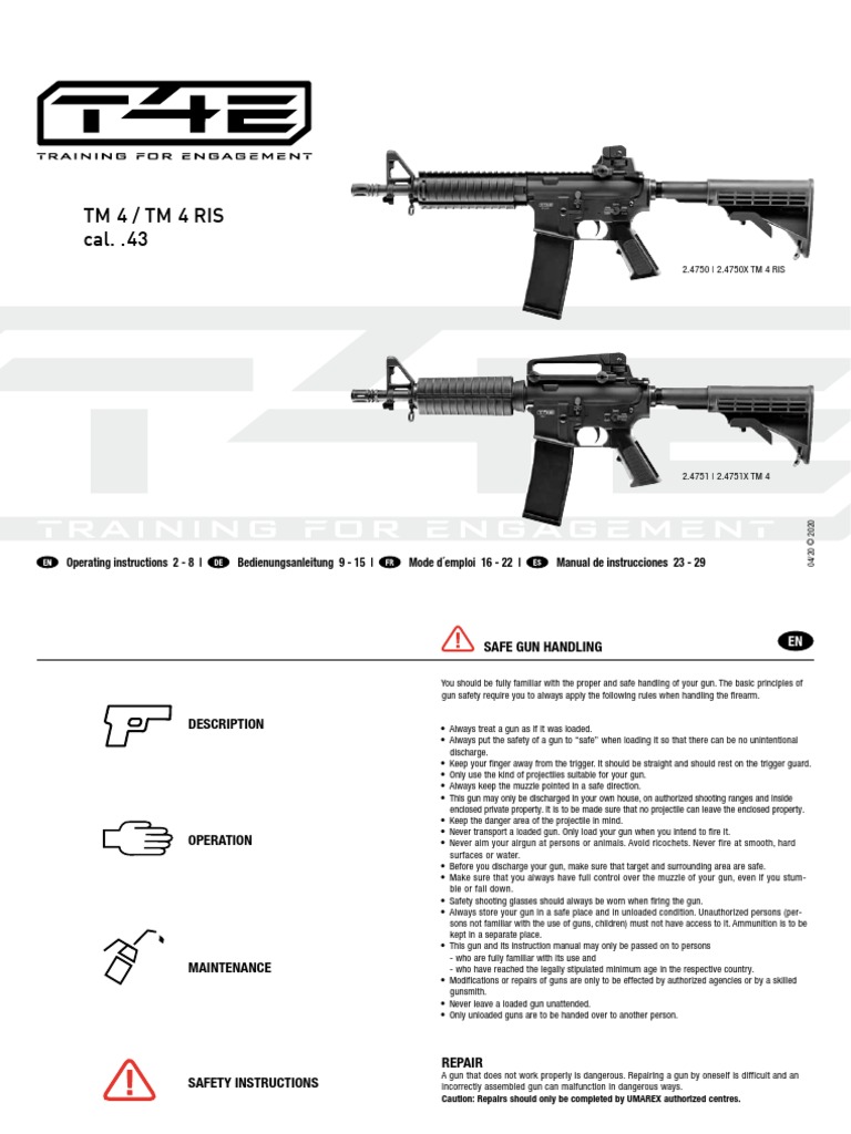 Manual T4E 24750 | PDF | Trigger (Firearms) | Gun