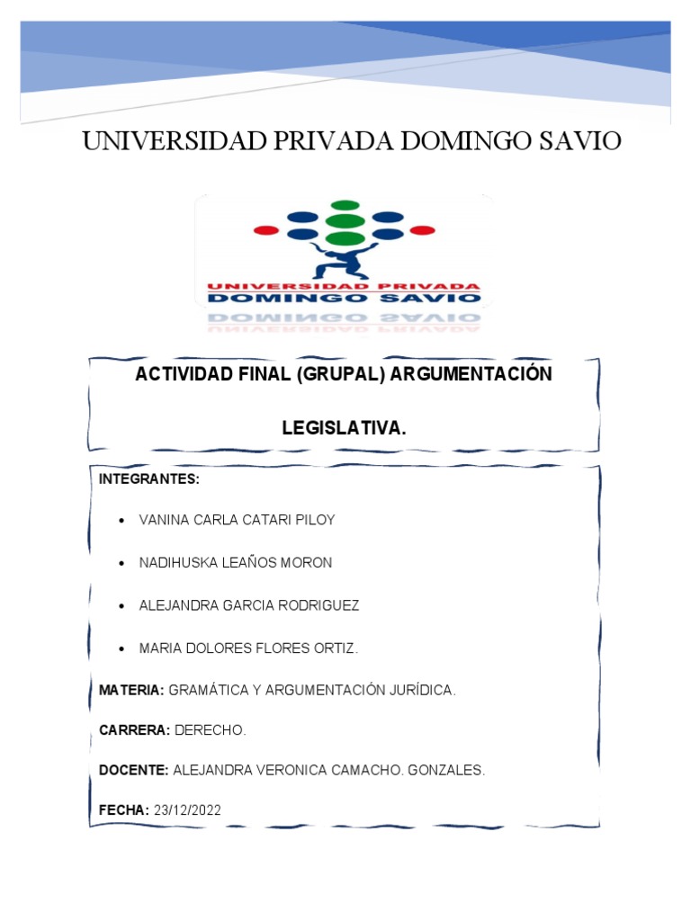 Actividad Final (Grupal) Argumentación Legislativa | PDF | Bolivia | Legislador