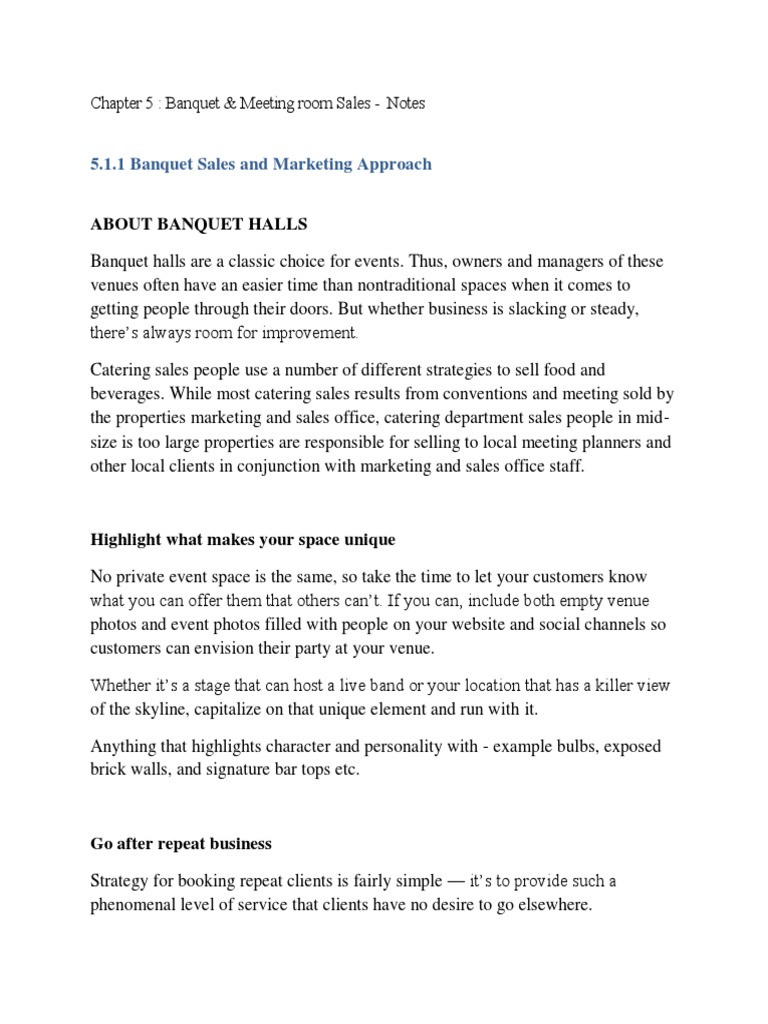 BHMCT Sem III Hospitality Sales DSEA 306 Chapter 5 | PDF | Menu | Search Engine Marketing