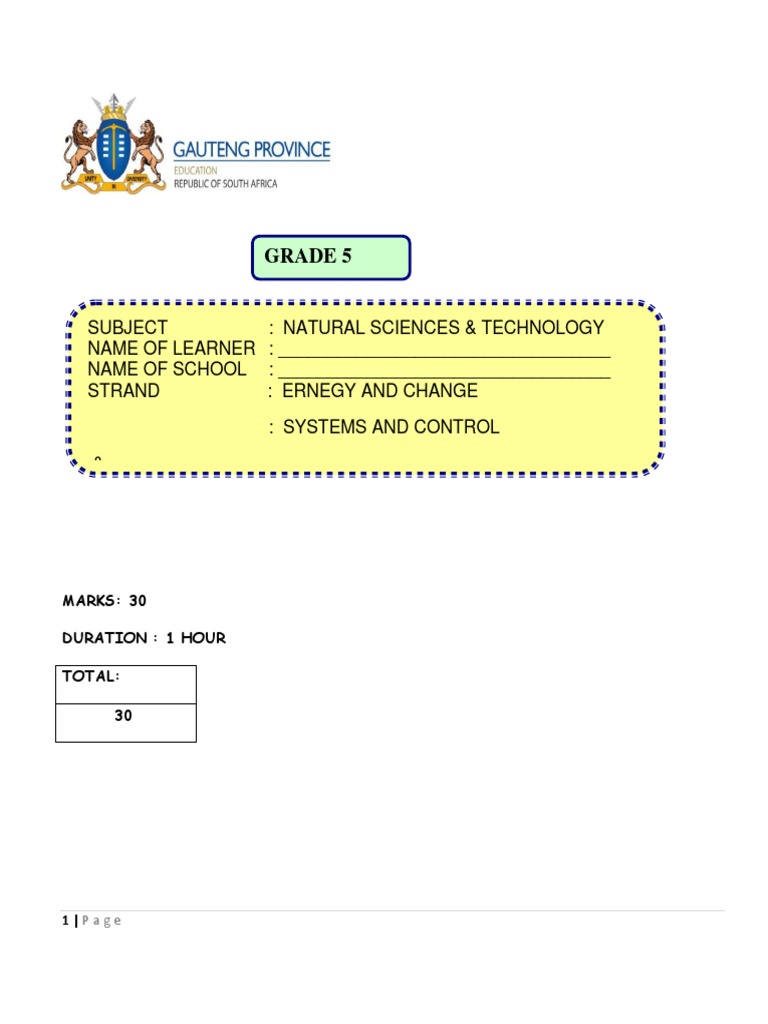Nstech Gr. 5 Term 3 Formal Test2 | PDF | Mains Electricity | Ac Power ...