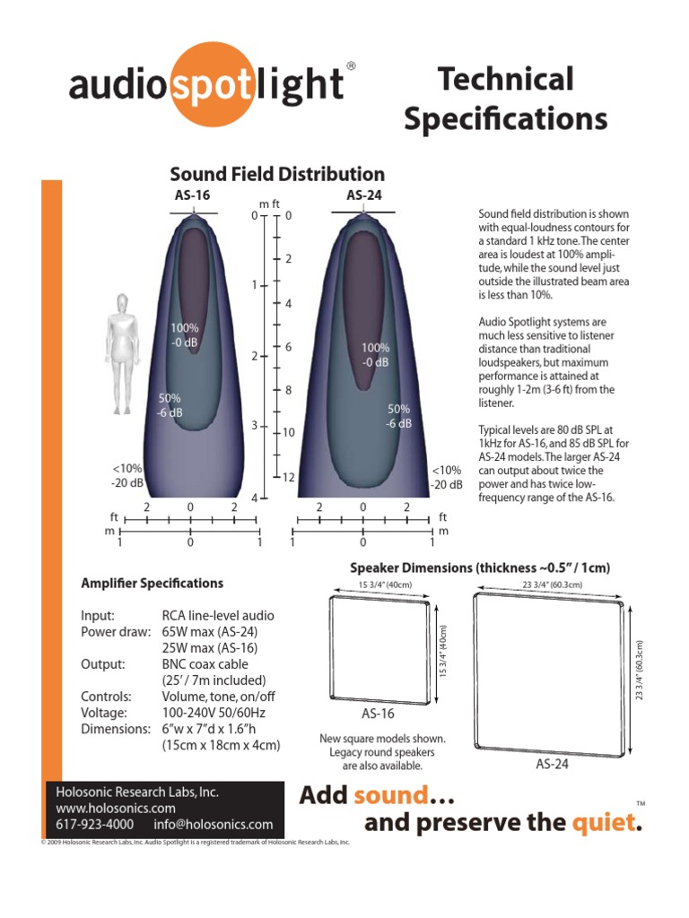 Audio Spotlight Specifications Dimensions | PDF | Home & Garden | Computers