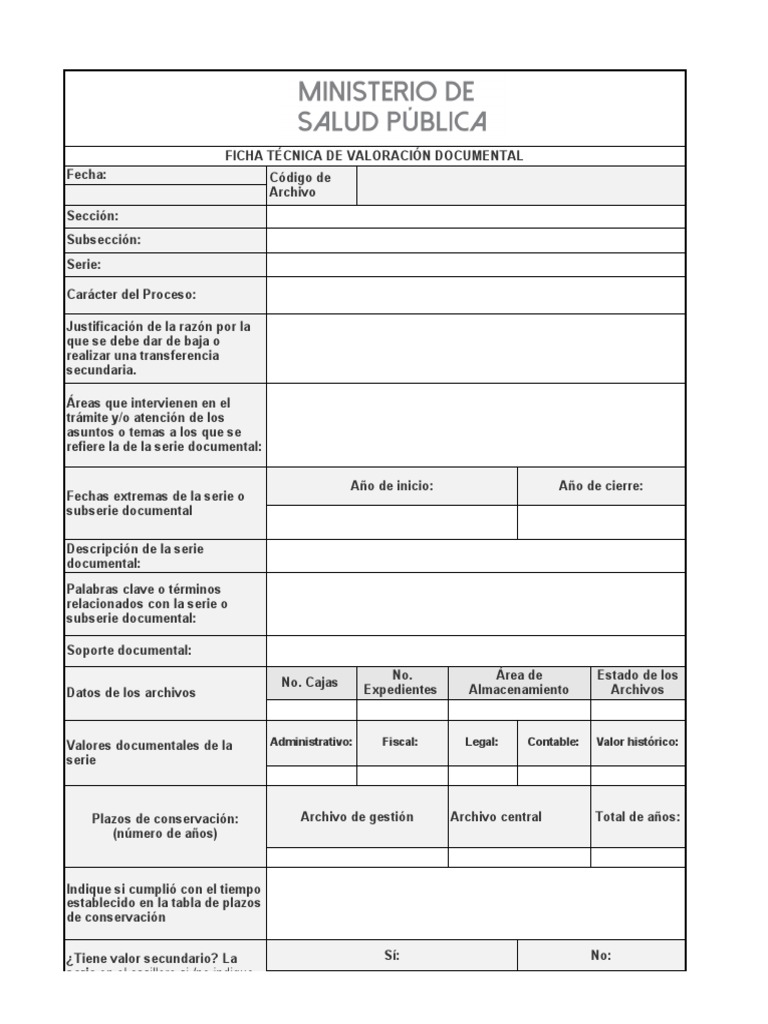 Ficha TÉcnica de Valoracion Documental 1. | PDF