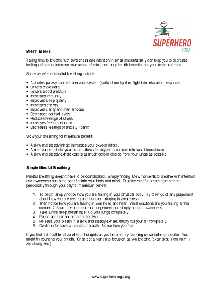 Superhero Yoga - Breath Breaks | PDF