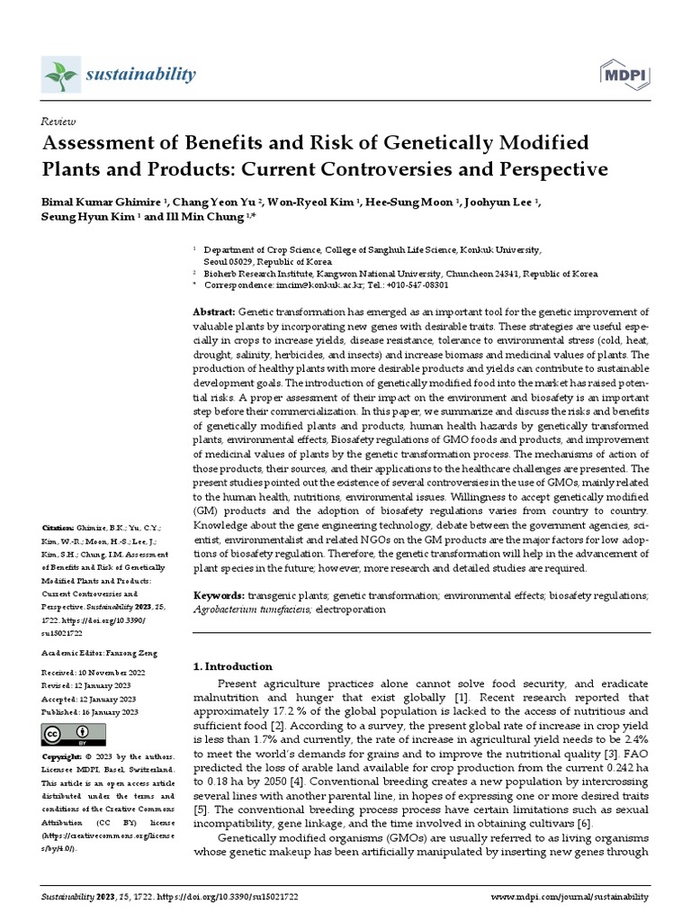 Assessment of Benefits and Risk of Genetically Mod | PDF | Genetically ...