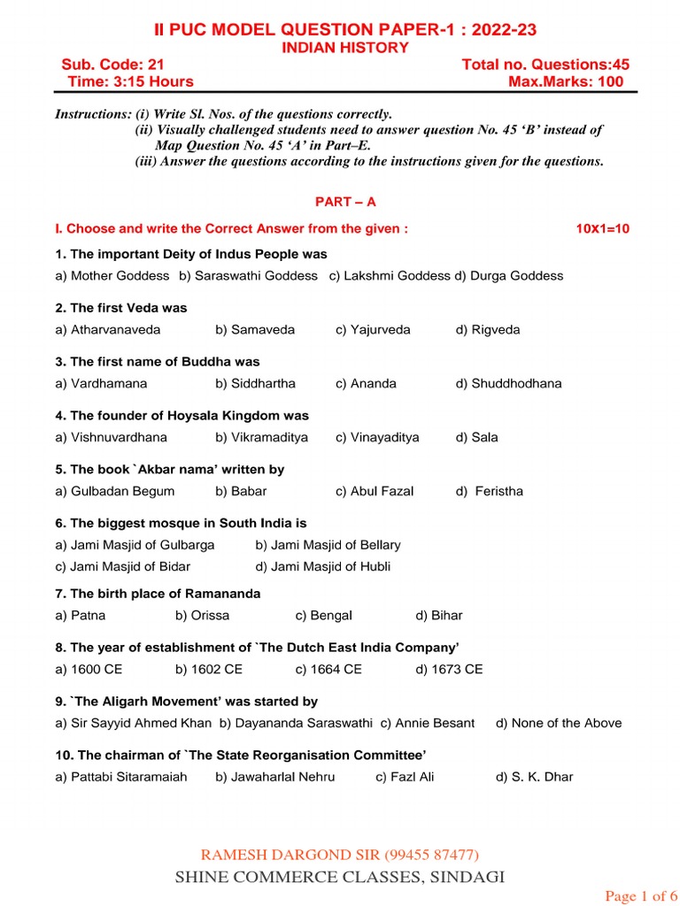 History 4 MQP - 2023 | PDF | South Asia