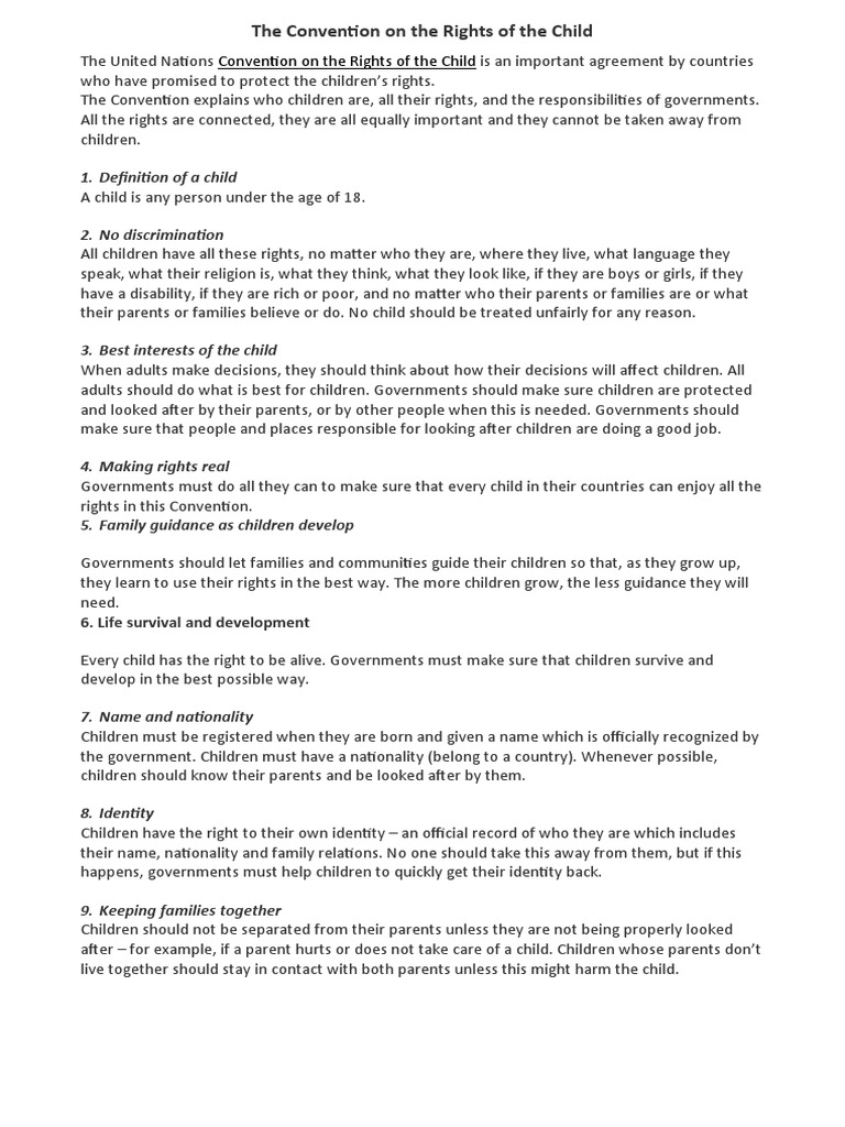 CRC (Convention On The Rights of The Child) | PDF | Children's Rights ...