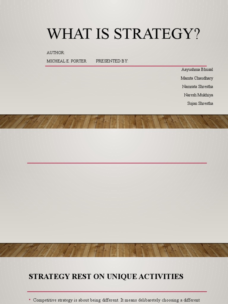 Strategy Rest On Unique Activities | PDF