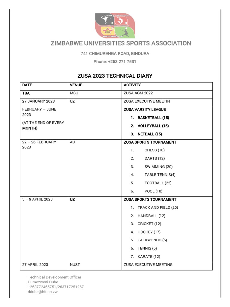 Zusa 2023 Draft Calendar Pour Etudients | PDF | Ball Games | Competition