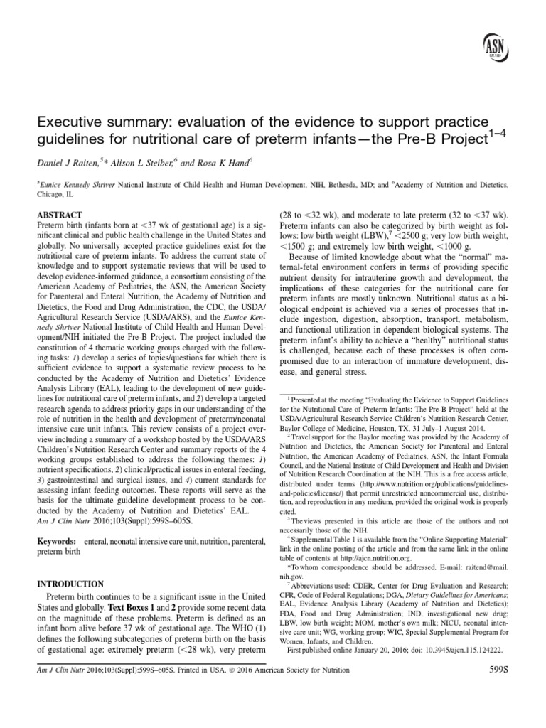 Guidelines For Nutritional Care of Preterm Infants | PDF | Breast Milk ...