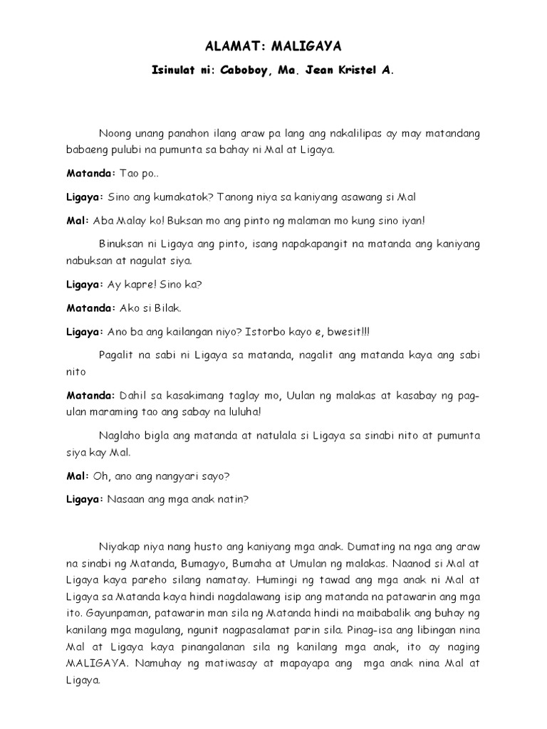 Alamat NG Maligaya | PDF