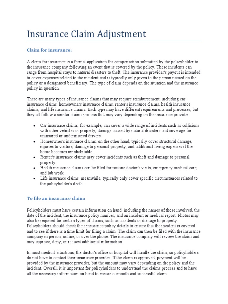 Claim Insurance | PDF