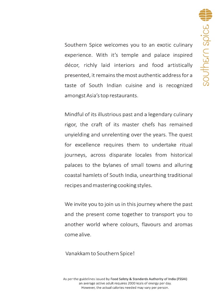 Southern Spice Menu 1 | PDF