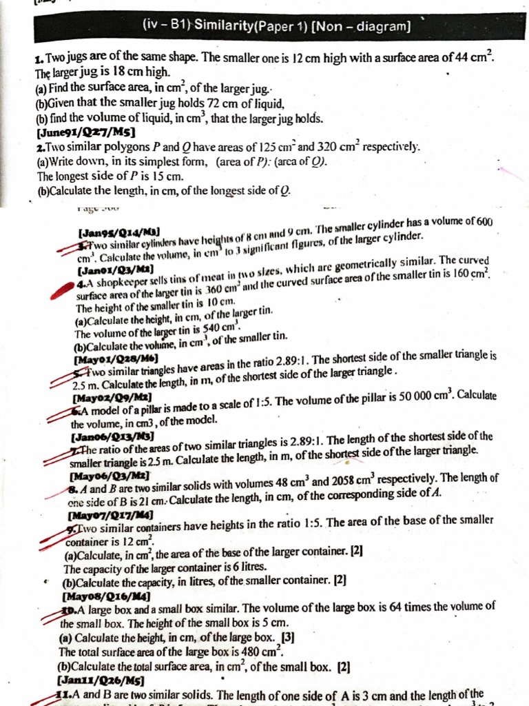 Geometry Ws Similarity 2 | PDF | Area | Volume
