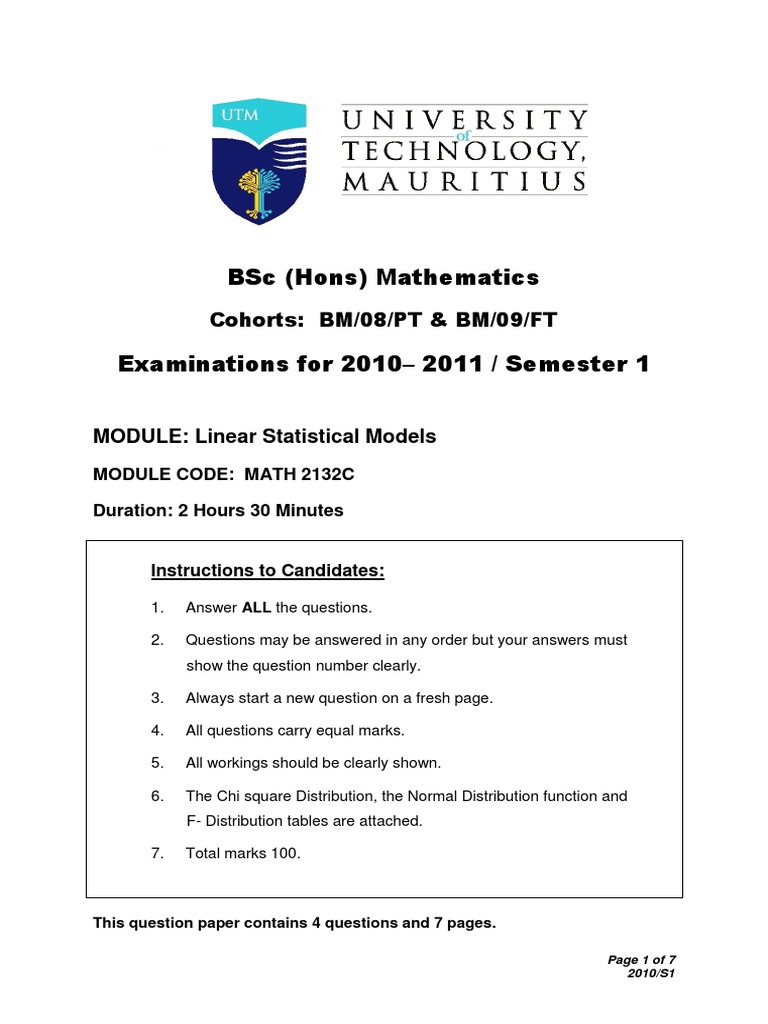 Linear Statistical Models | PDF | Analysis Of Variance | Statistical Theory